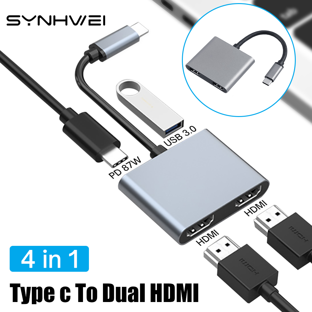 Dual Hdmi Usb C Hub Met Vga 1080P 87W Pd Usb 3.0 D... – Vicedeal