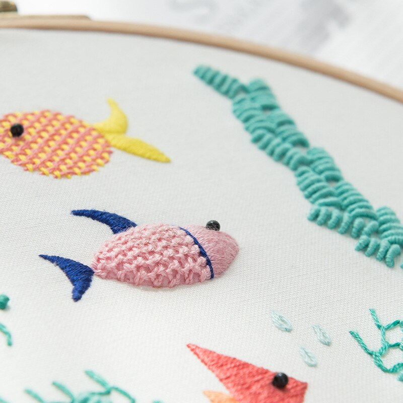 Diy fisk tecknad broderi kit mönster tryckt korsst... – Grandado