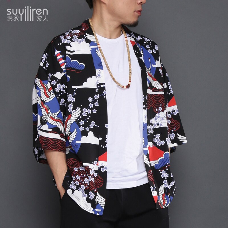 Japanese Robe Kimono Cardigan Men's Summer Jacket ... – Grandado