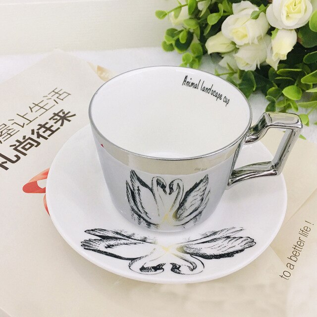 The Mirror Collection Animal Reflection cup Elephant/Swan/Tiger Coffee ...