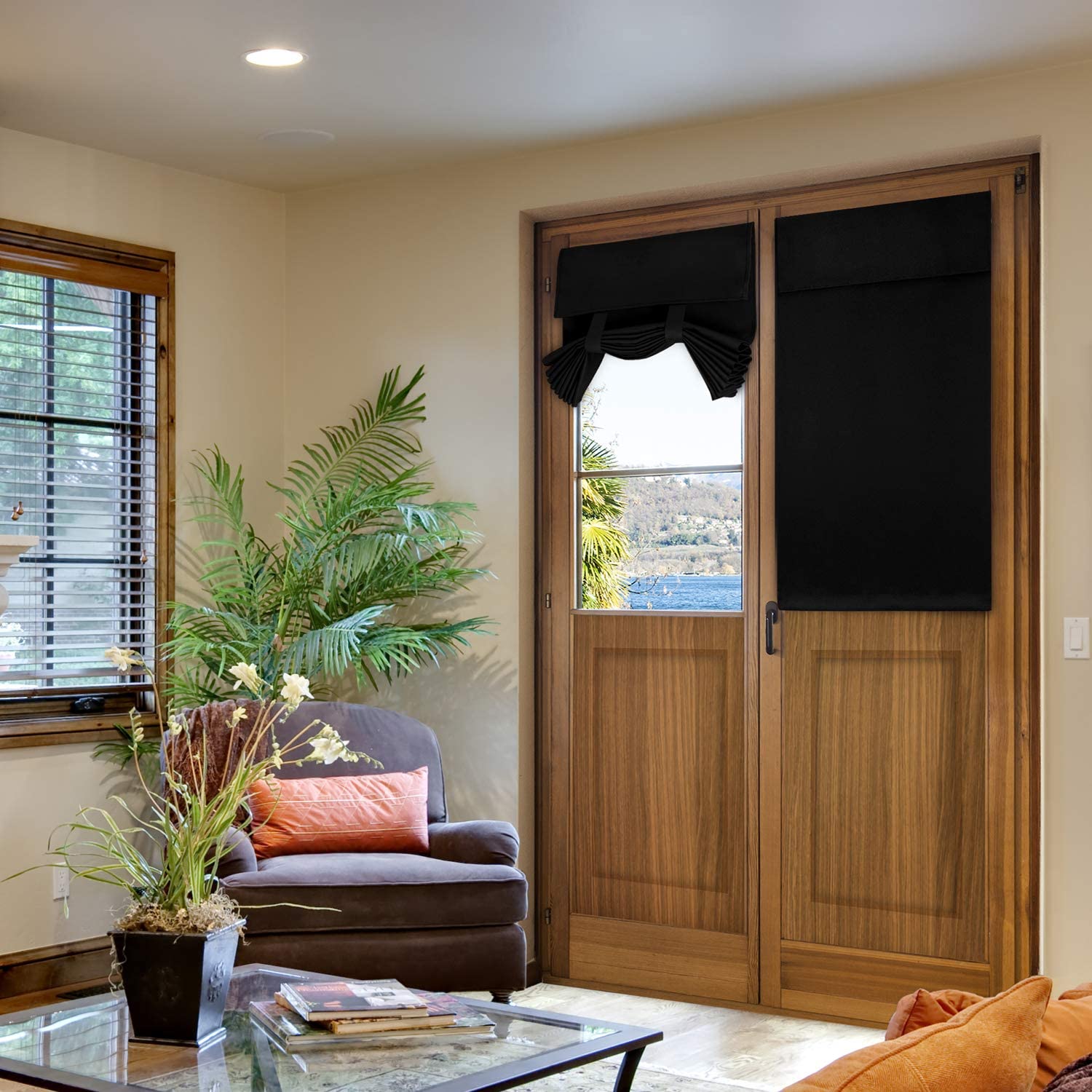 Black French Door Curtains Tie Up Shade Blackout D... – Grandado