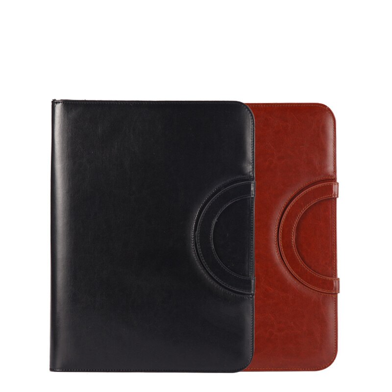 A4 Document Folder PU Leather Zipped Ring Binder C... – Vicedeal