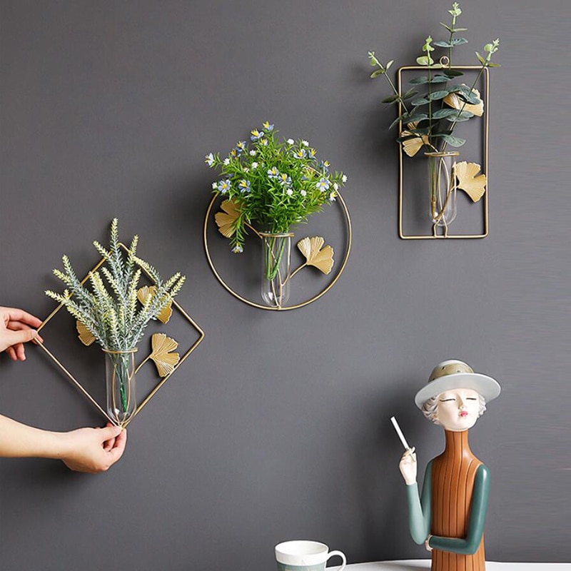 Wall-mounted Vase Home Decor Hanging Flower Vase W... – Grandado