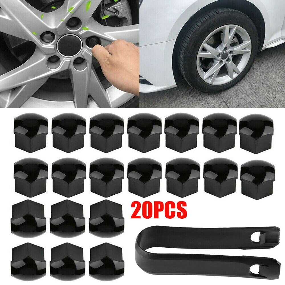20pcs 17mm Car Wheel Black Plastic Nut Cover Bolt ... – Grandado