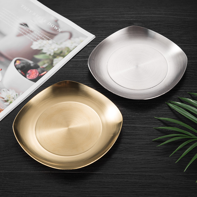 Stainless Steel Dinner Plates Restaurant Gold Serv... – Vicedeal