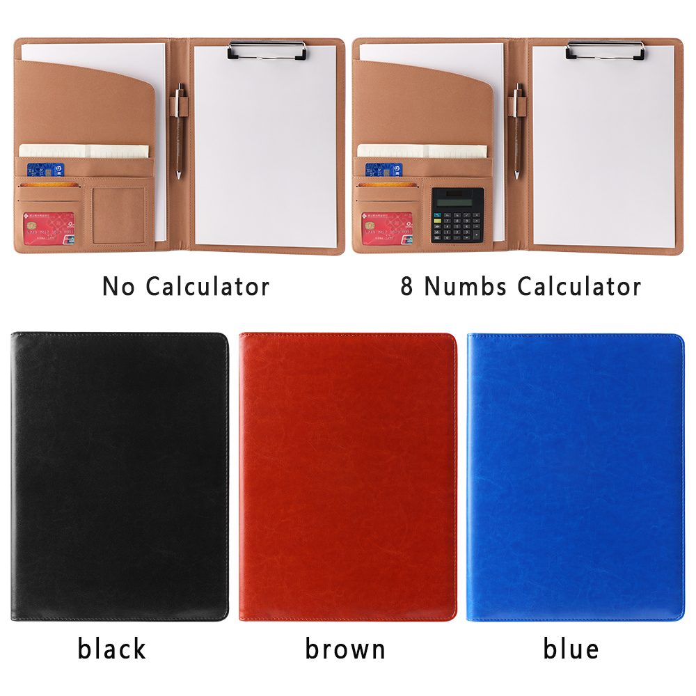 1 pc a4 pu mapper i lær med kalkulator multifunksj... – Vicedeal