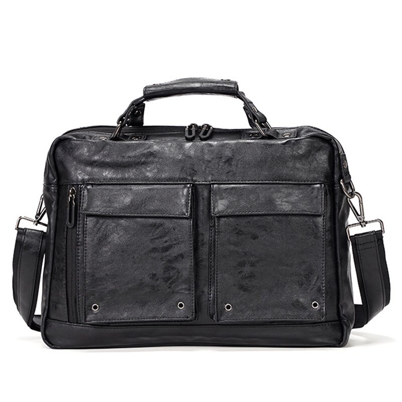 Multifunction Briefcase bag Classic Black Soft Lea... – Grandado