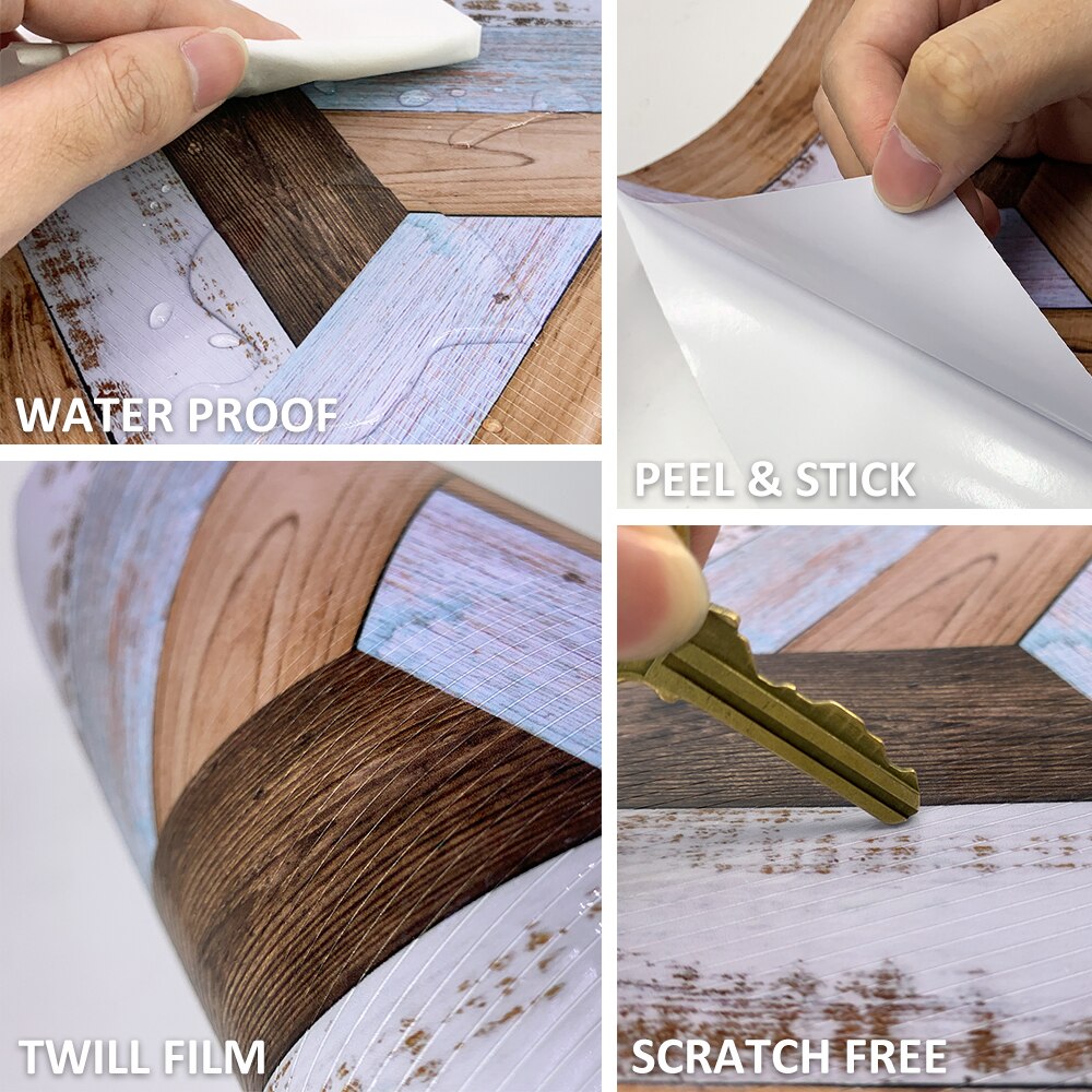 Funlife® Brown Wood Self-Adhesive Backsplash Decor... – Grandado