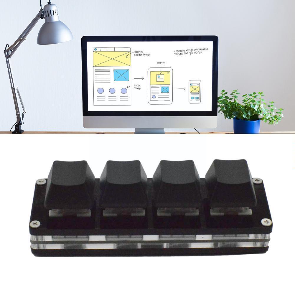 Mini 4 Keys Mechanical Keyboard Usb Wired Numpad C... – Grandado