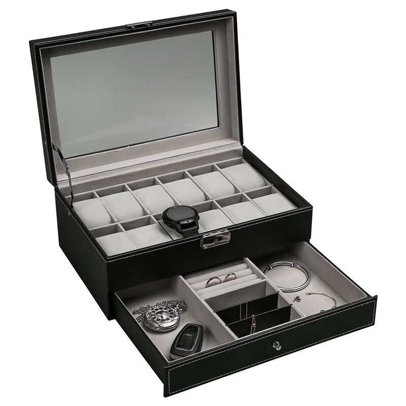 12 Slot Lockable Watch Storage Boxes Jewelry Displ... – Vicedeal
