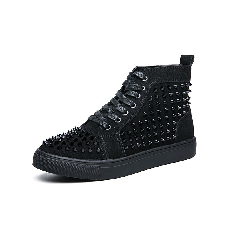 Autumn Men Ankle Boots Rock Punk Rivet Shoes Lace-... – Grandado