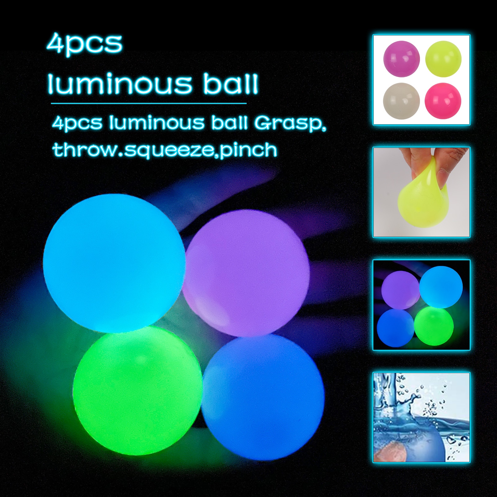 6 Pcs Luminous Wall Target Ball Sucker Sticky Deco... – Grandado
