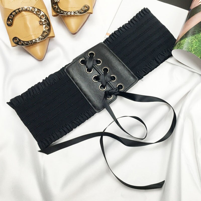 Goth Wide Waist Band Vintage Lace Up Cross Criss C... – Grandado