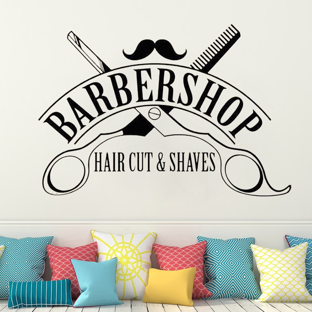 Hair Cut Shaves Logo Wall Window Decals Barbershop... – Grandado