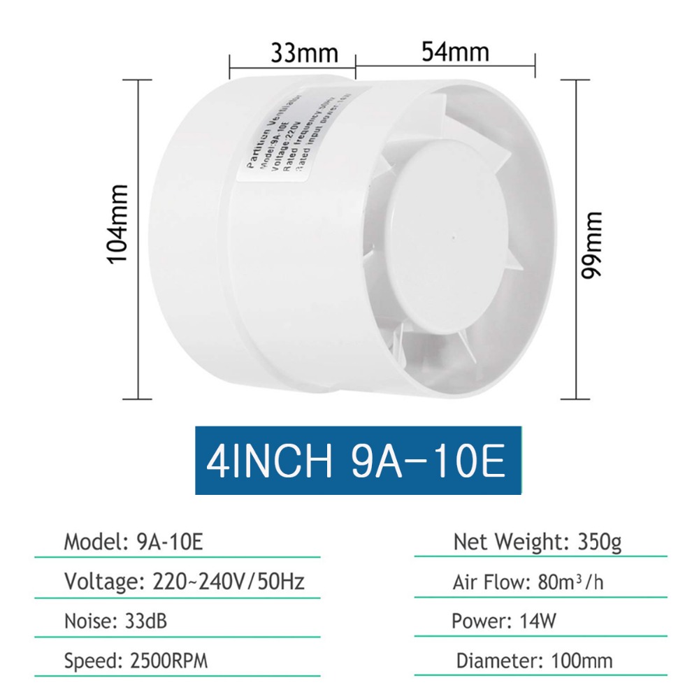 Ronde Thuis Duct Fan 220V Extractor Booster Voor R... – Vicedeal