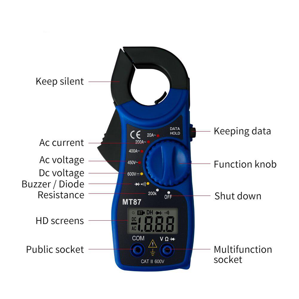 Portable Mt87 Digital Clamp Meter Multimeter Dc Ac... – Grandado