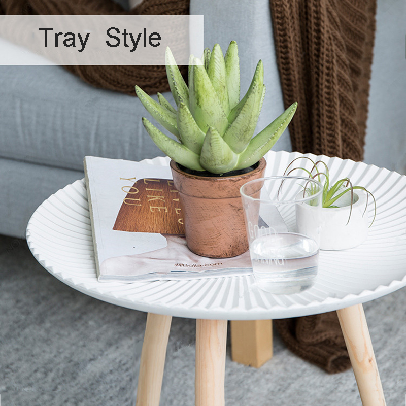 Round Nordic Wood Coffee Table Bed Sofa Side Table... – Grandado