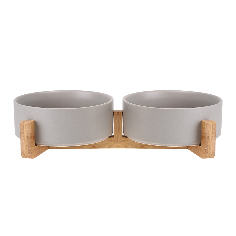 Ceramic Cat Dog Bowl Dish with Wood Stand No Spill... – Grandado