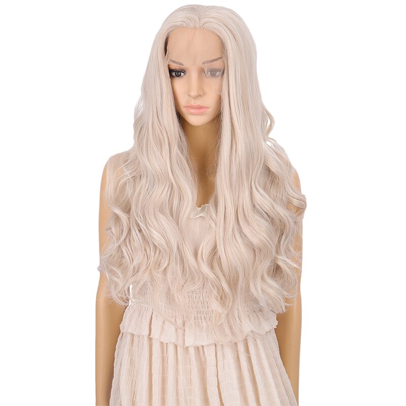 Dianqi 27 "lang bølget silke lys blond parykker sy... – Grandado