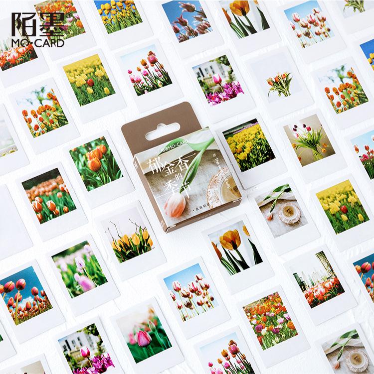 46pcs di Carta Floreale Stiker Set Fiori di Tulipa... – Grandado