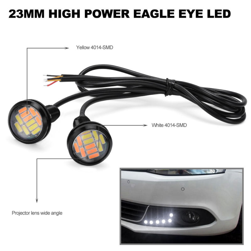White Lights Amber Eagle Eye 23mm 4014 12SMD LED D... – Grandado