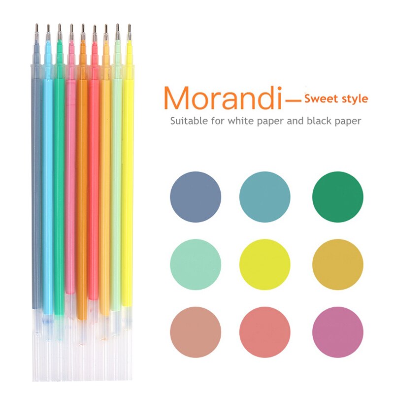 9Pcs/set Morandi Color Gel Pen 0.5mm Refills Rod K... – Grandado
