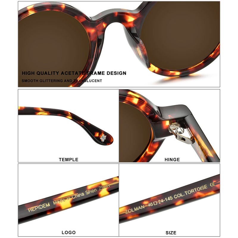 HEPIDEM Acetate Vintage Polarized Sunglasses Men G... – Grandado