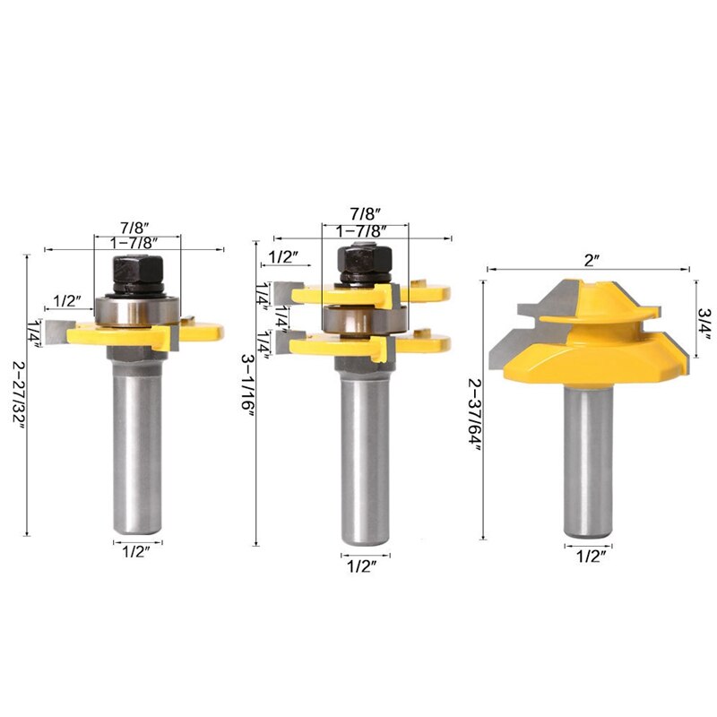 Best 3Pcs 1/2 Shank Tongue & Groove Joint Assembly... – Grandado