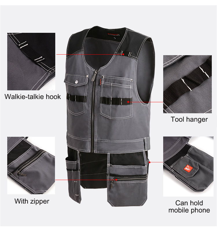 Multi-pockets Work Tool Vests for Men Construction... – Grandado