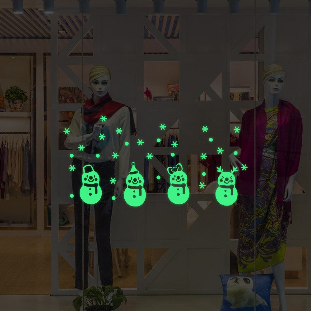 Wall Window Stickers Christmas Glow Snowman Wall S... – Grandado