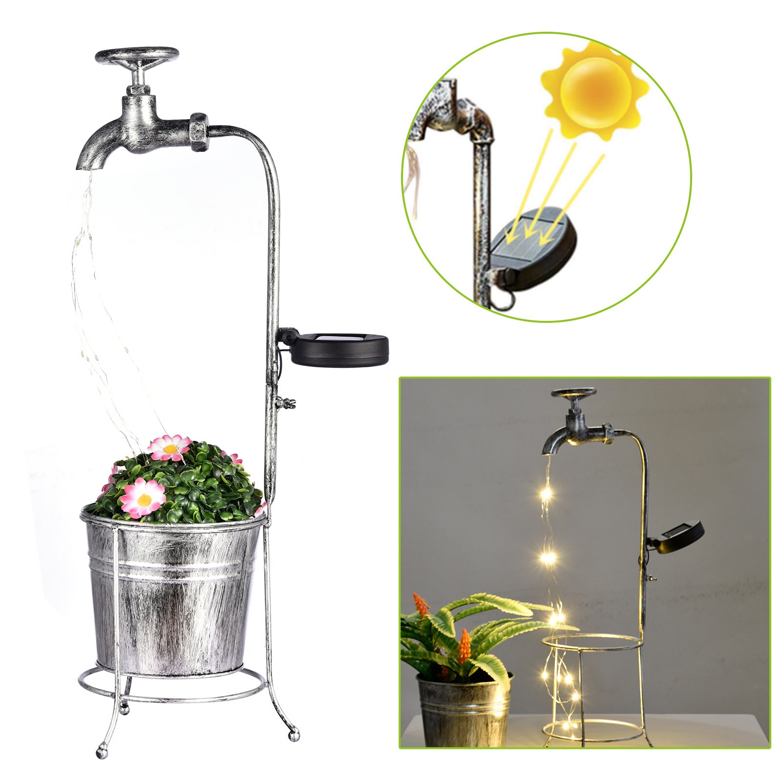 Garden Courtyard Night Light Faucet Flowerpot Lamp... – Grandado