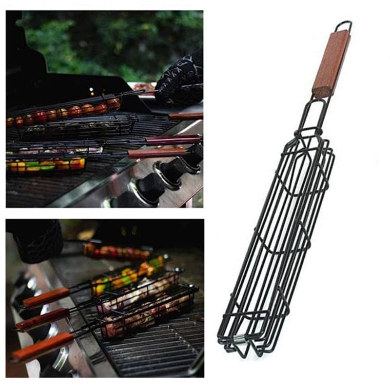 BBQ Kabob Grilling Basket Skewers Rotisserie Kebab... – Grandado