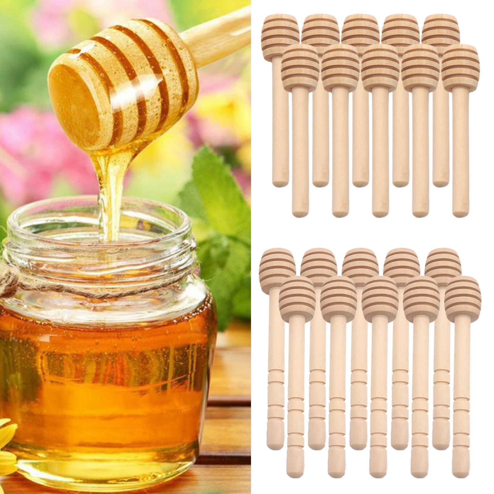 10pcs Wooden Honey Dipper Sticks Honey Stirring Wa... – Grandado