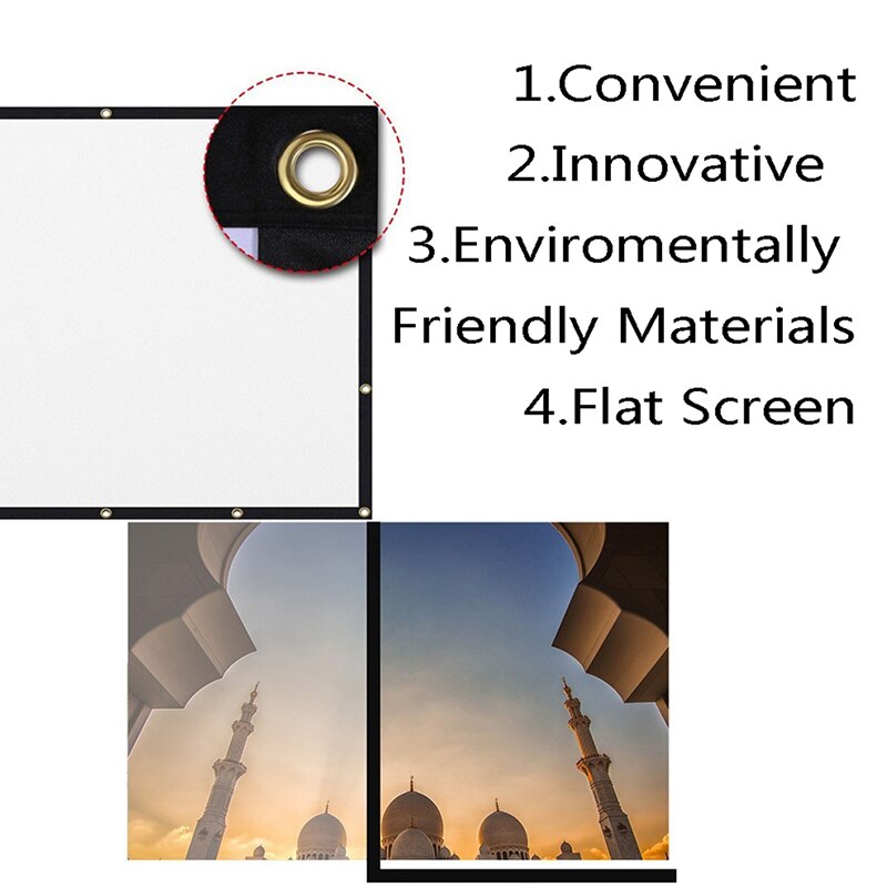 60 100 120 inch Foldable Projector Screen HD White... – Vicedeal