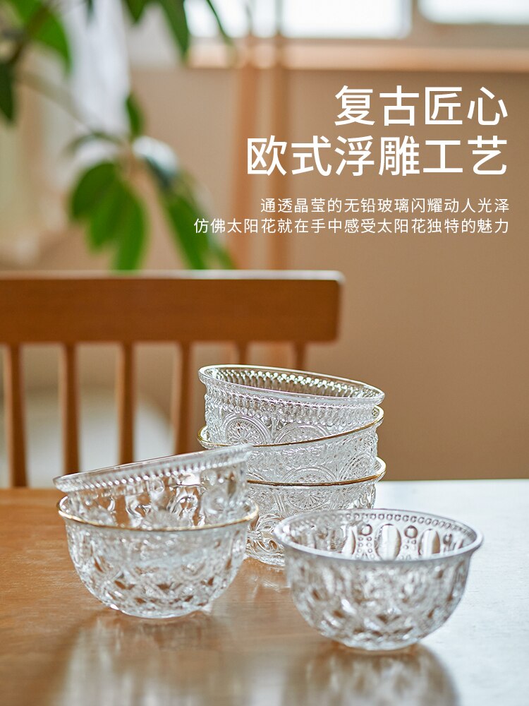 Glass Relief Oatmeal Bowl Transparent Breakfast Ce... – Vicedeal