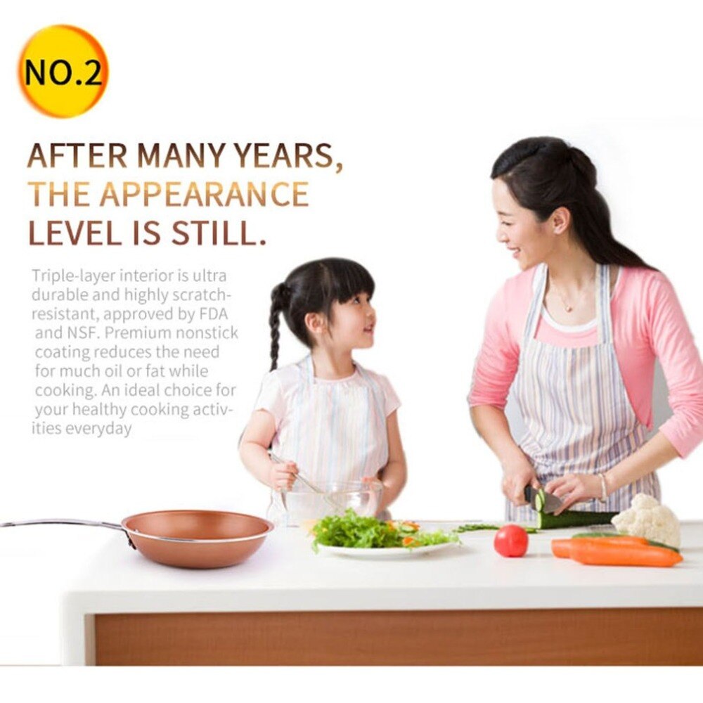 Non-stick Copper Flat Frying Pan with Ceramic Coat... – Vicedeal