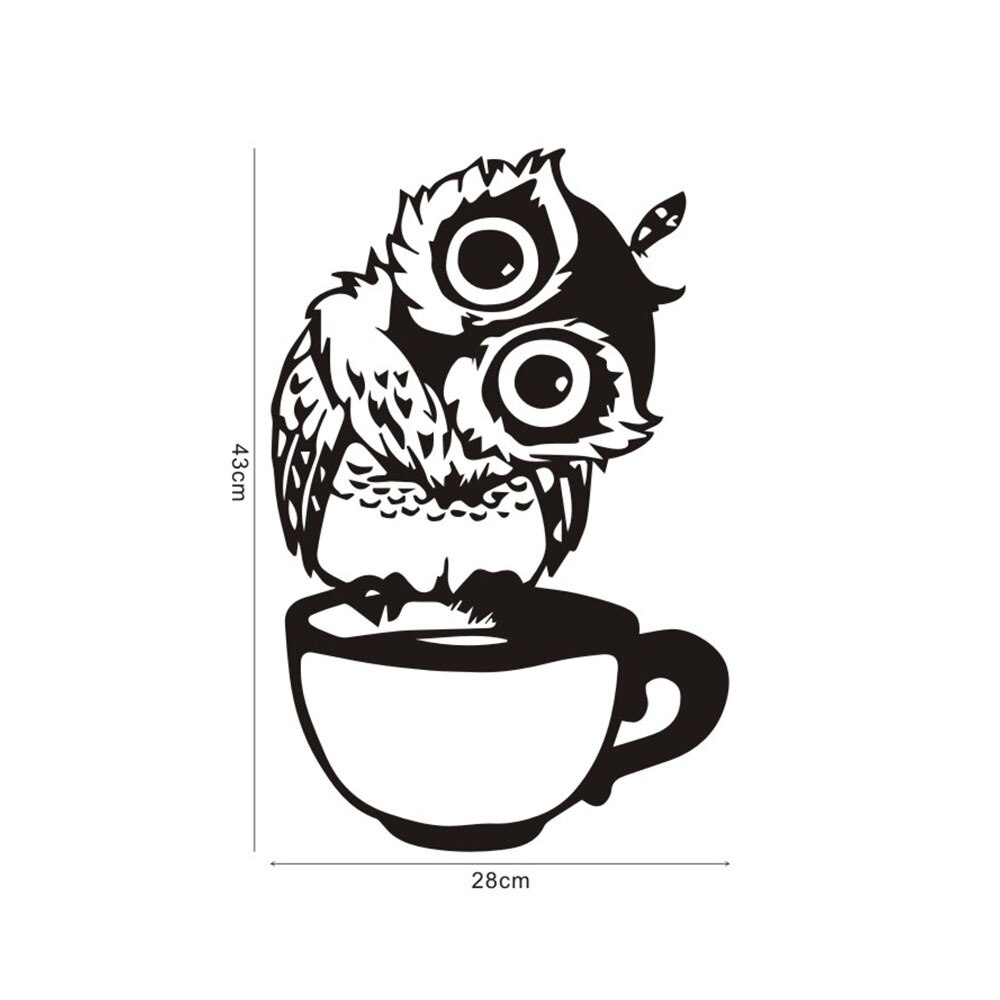 Leuke Cartoon Uil In De Beker Muurstickers Koffie ... – Vicedeal