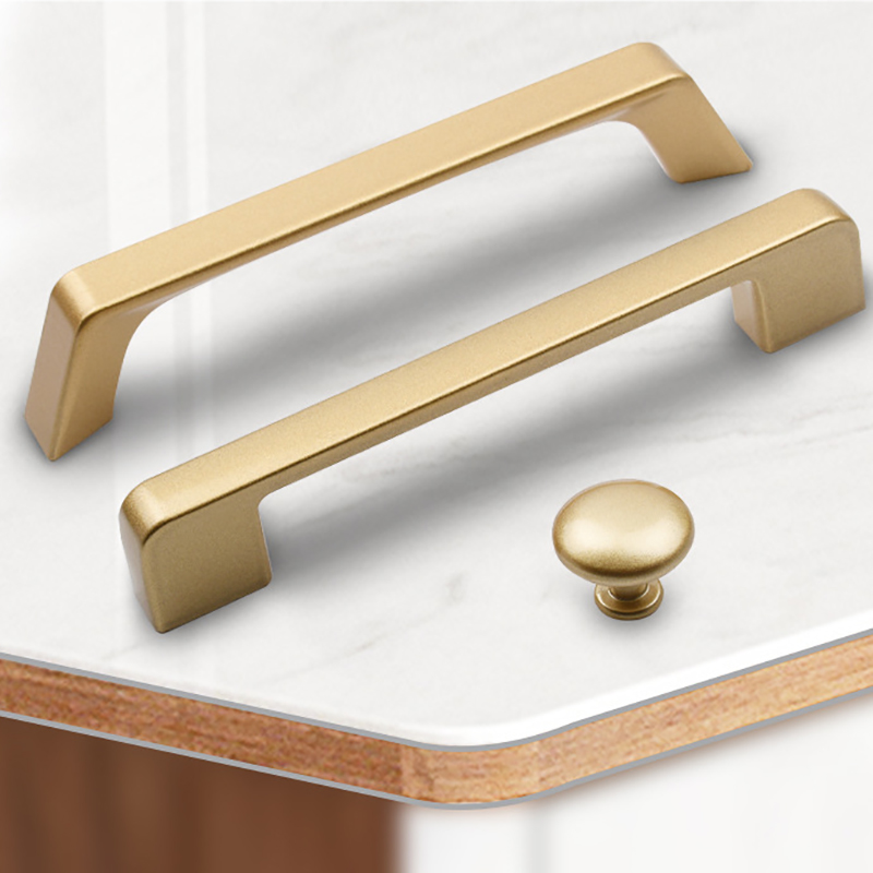 Simple Style Matte Gold Cabinet Handles Solid Alum... – Grandado