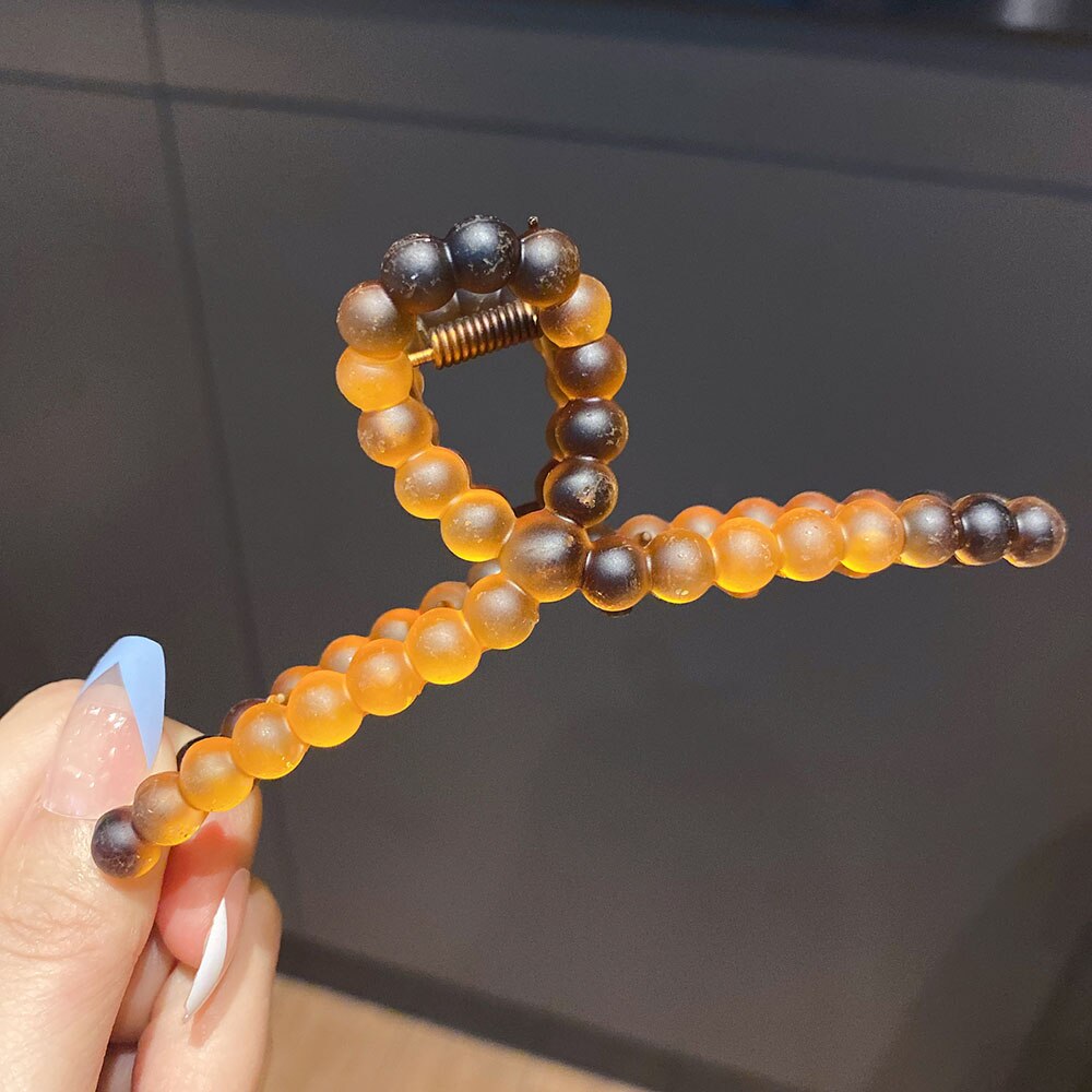 Women Transparent Amber Geometric Hollow Hair Claw... – Grandado