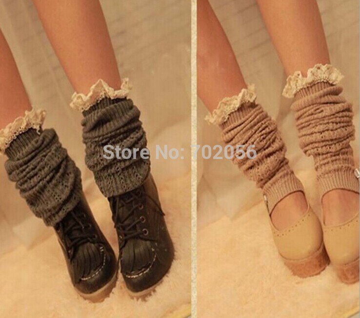 Crochet Lace Trim Knit Leg Warmers Boot Socks Knee... – Vicedeal