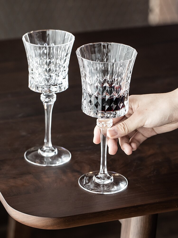 Europe Retro Carved Wine Glass Crystal Goblet Bran... – Grandado