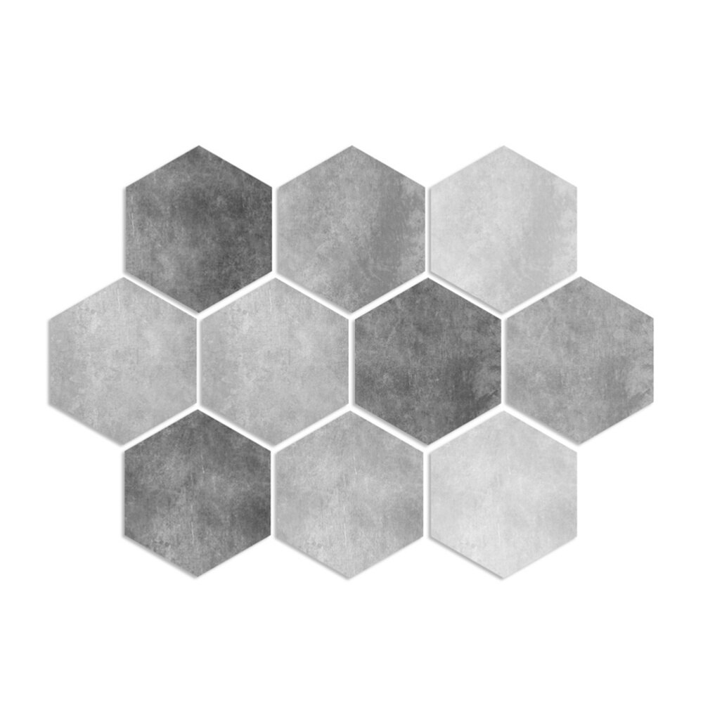 10 Pcs Cement Black and White Floor Sticker Hexago... – Grandado