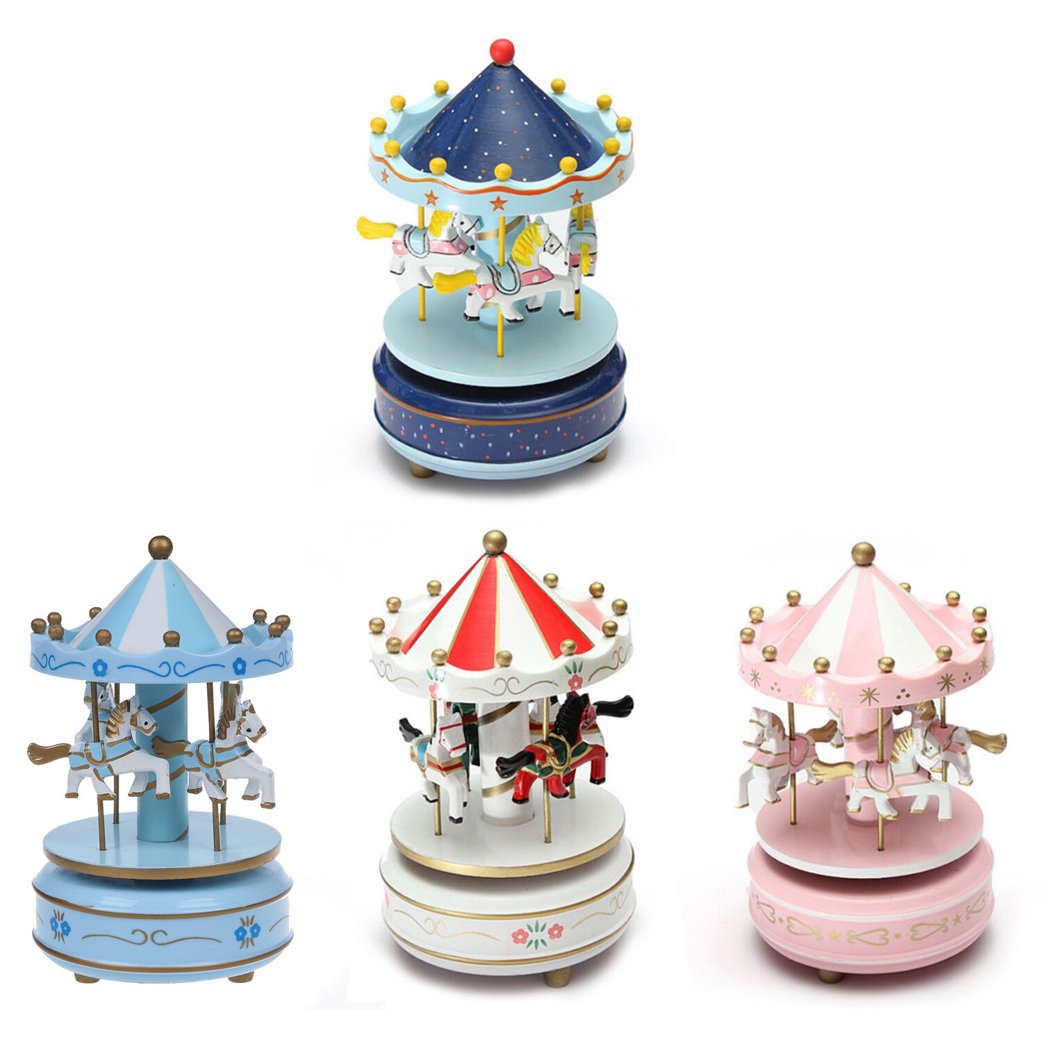 Musical Carousel Horse Wooden Carousel Music Box T... – Vicedeal