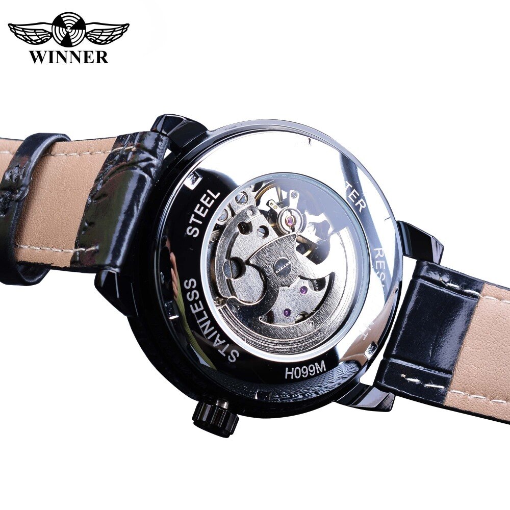 Winner Full Black Watches Retra Flower Skeleton Cl... – Grandado