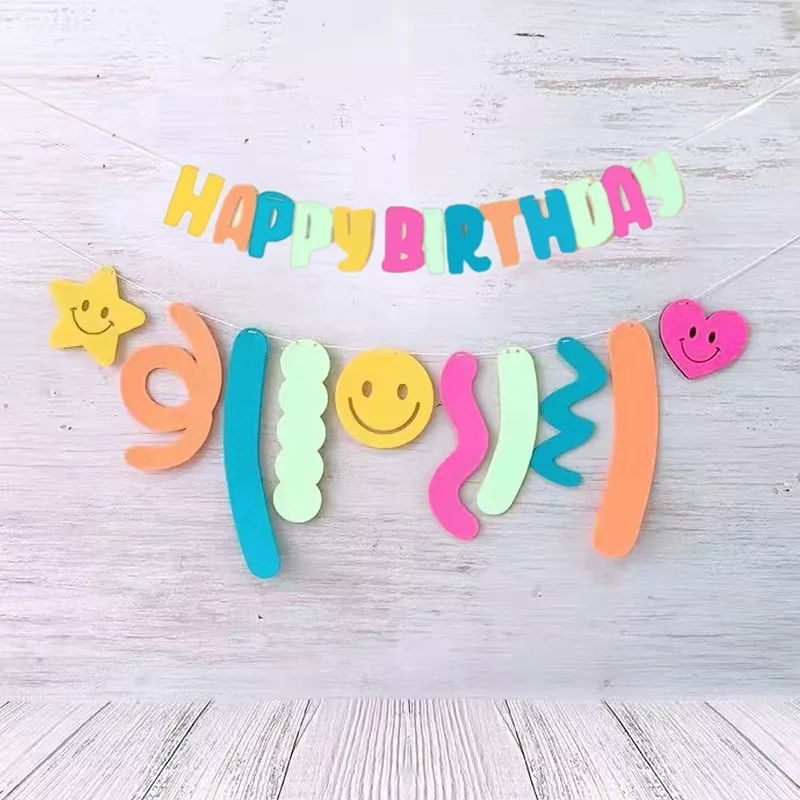 Non Woven Banner Happy Birthday Decorations Smiley... – Grandado