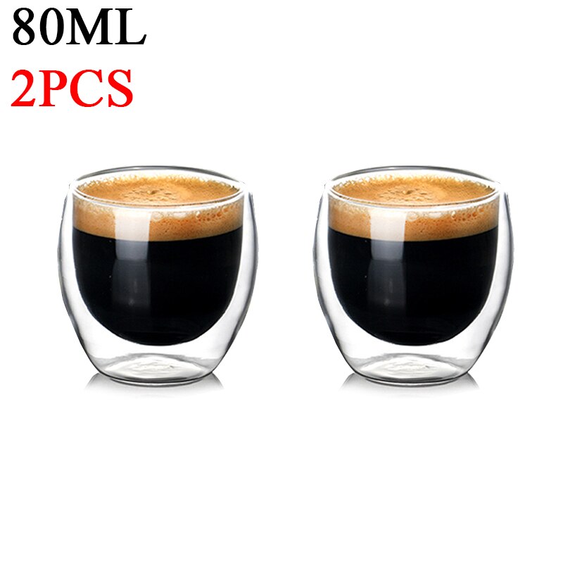 2-6PCS 80ml Double-layer Insulated Glass Cup High ... – Vicedeal