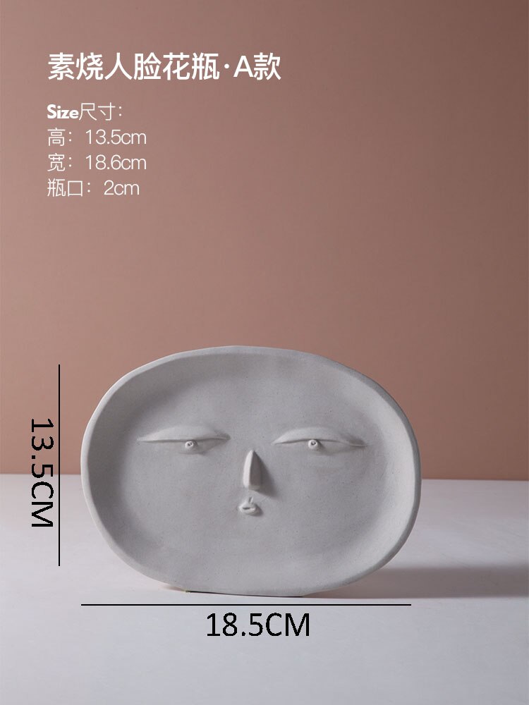 Grey Human Face Ceramic Vase Fun Flower Arrangemen... – Grandado