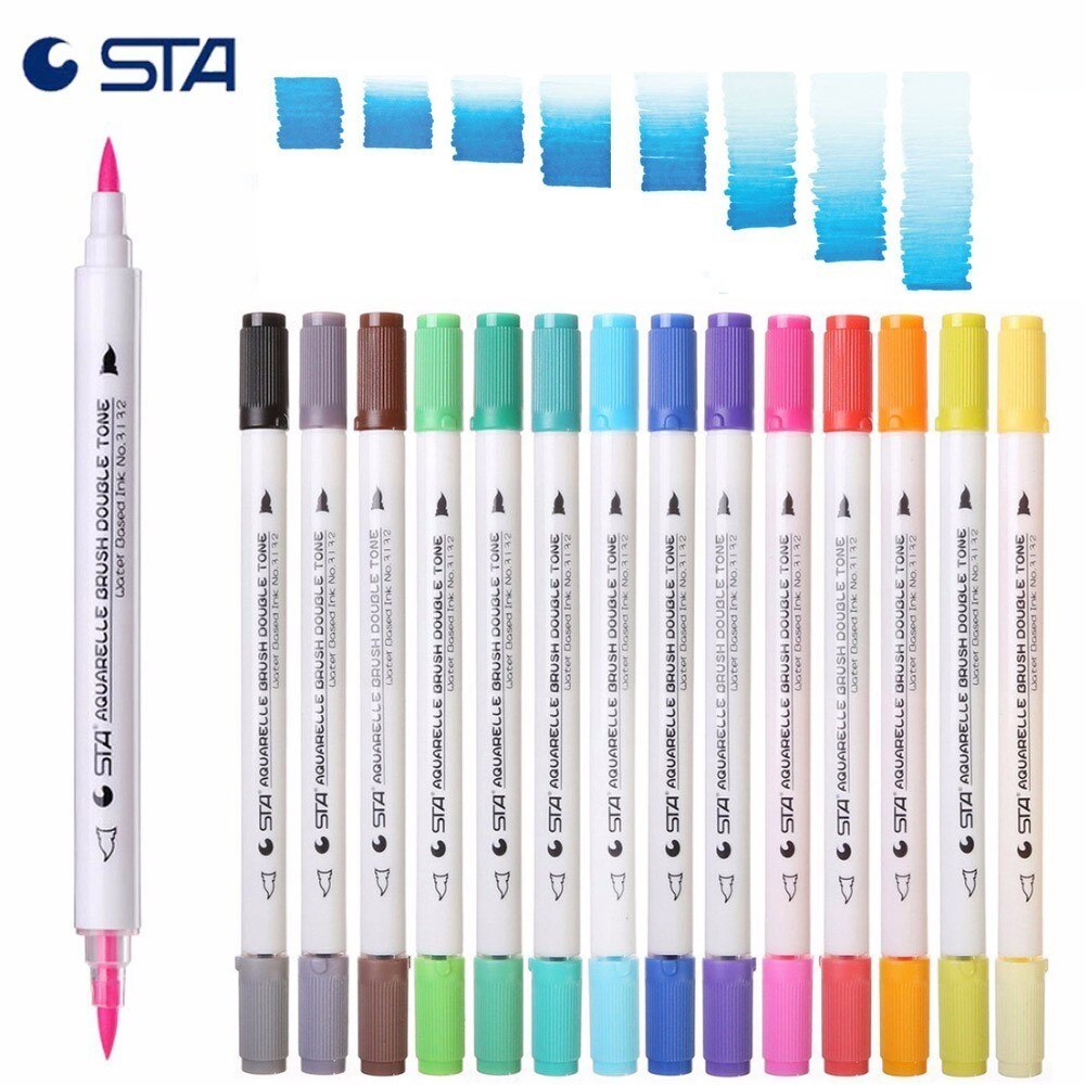 STA 14pcs 28 colors Gradient Colors Dual Tip Brush... – Vicedeal