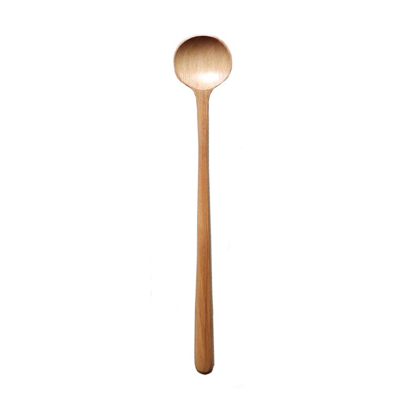 Long Handle Wooden Spoons Natural Wood Round Spoon... – Grandado