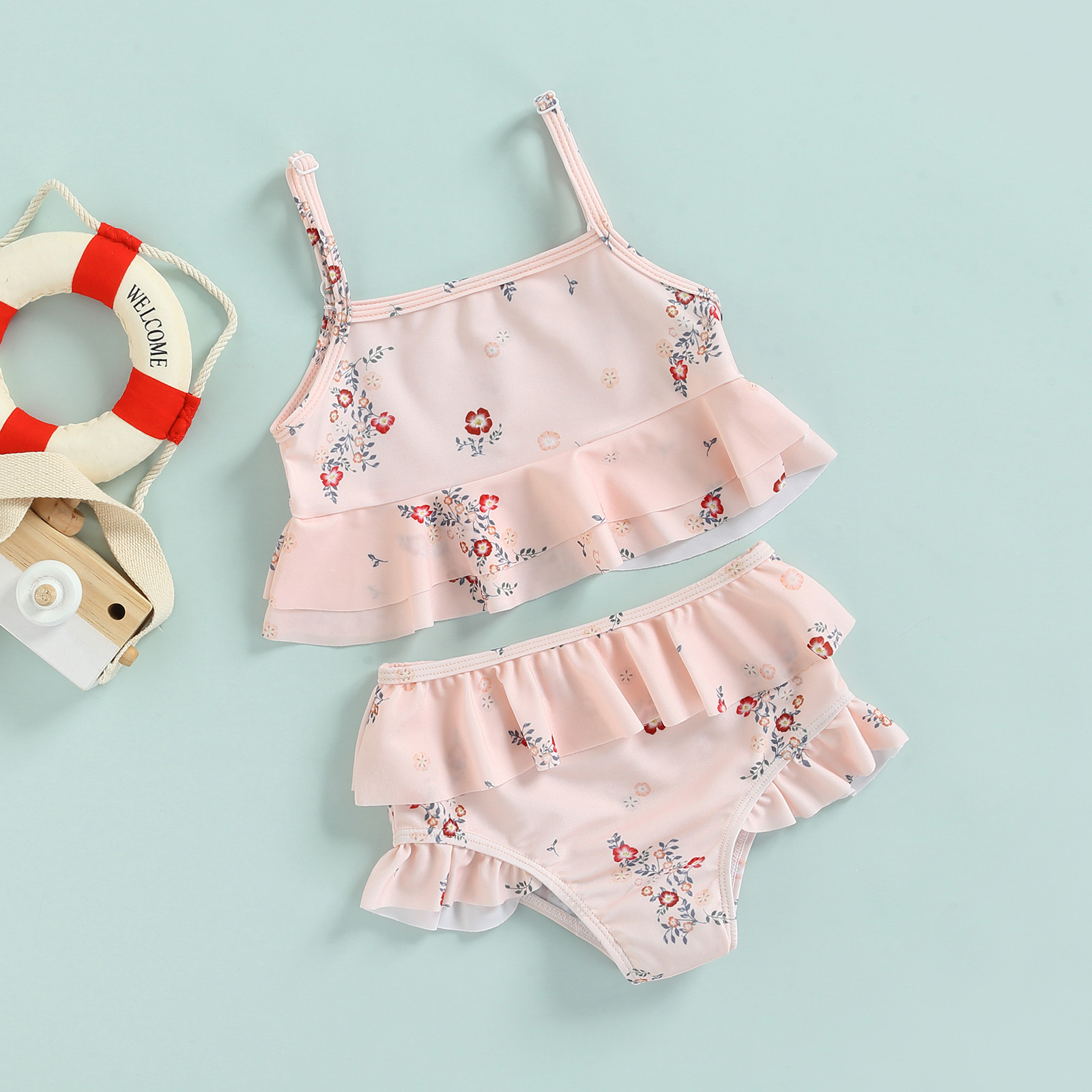 Kid Girls Two Piece Swimsuit Sets Floral Printed S... – Grandado